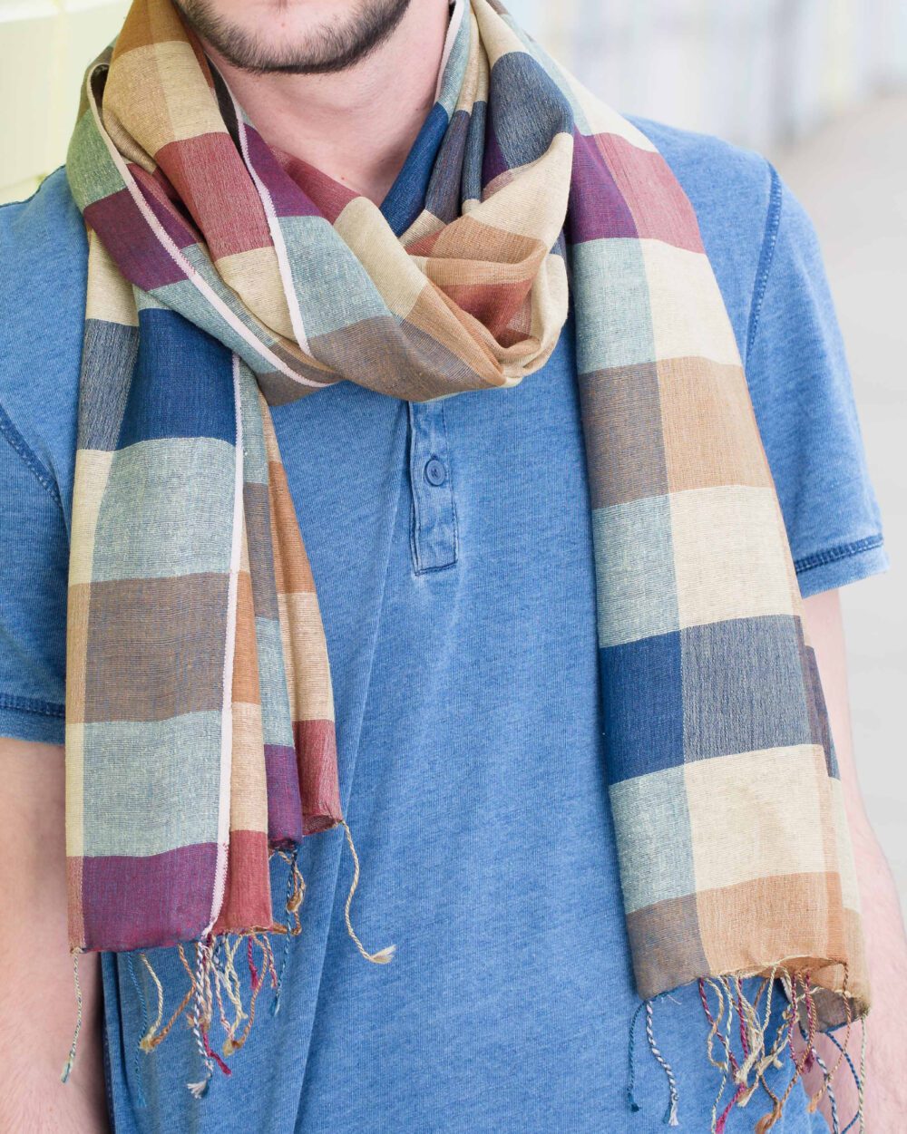 Silk Block Check Scarf | Glen Prince | Shop Online