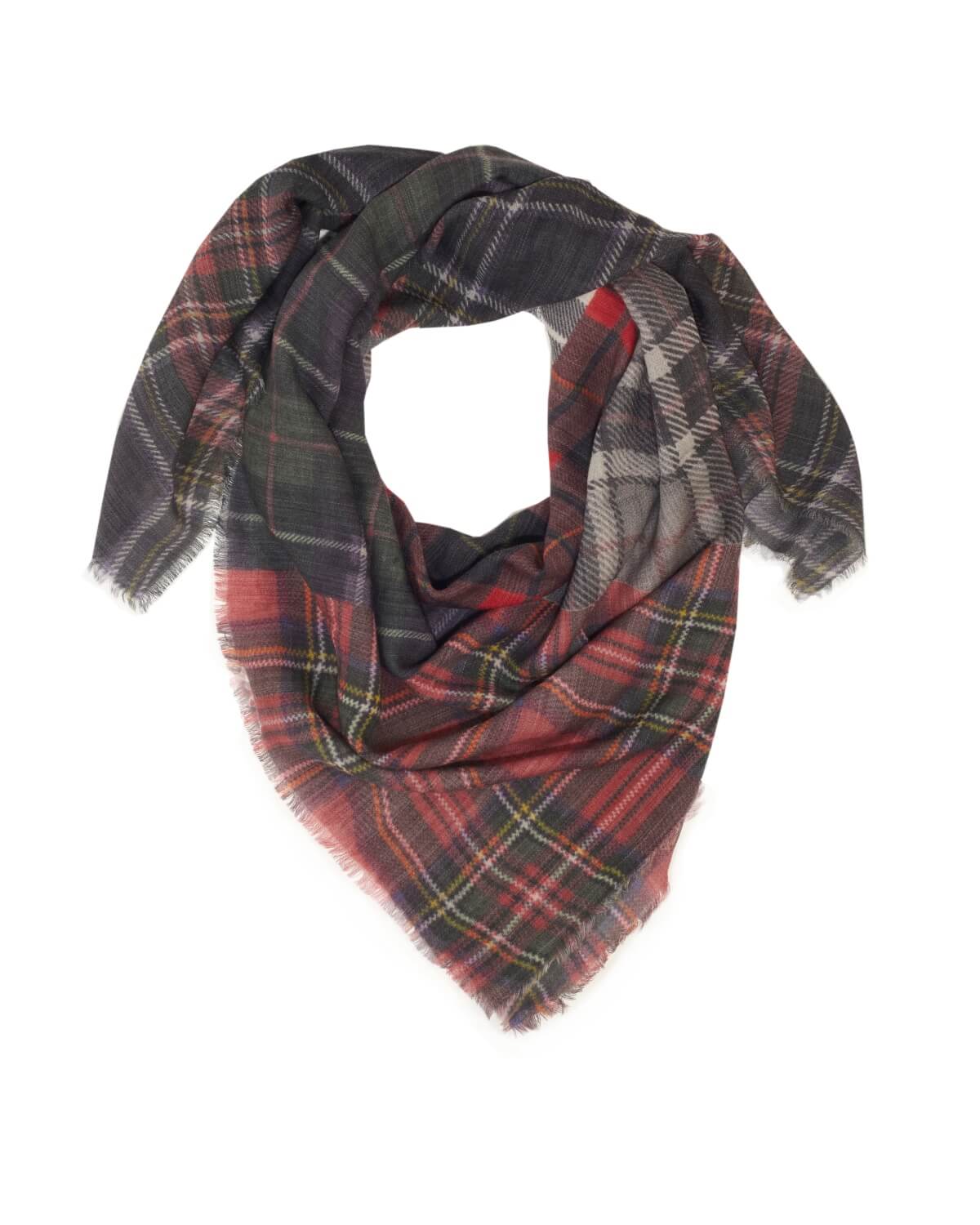 Lightweight Patchwork Square Scarf - Navy Red Tartan | Glen Prince ...